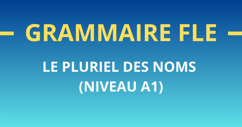 Grammaire FLE : le pluriel des noms (A1) 2026